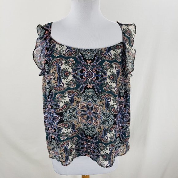Merona | Tops | Merona Paisley Print Blouse Top Sheer Tank Style | Poshmark